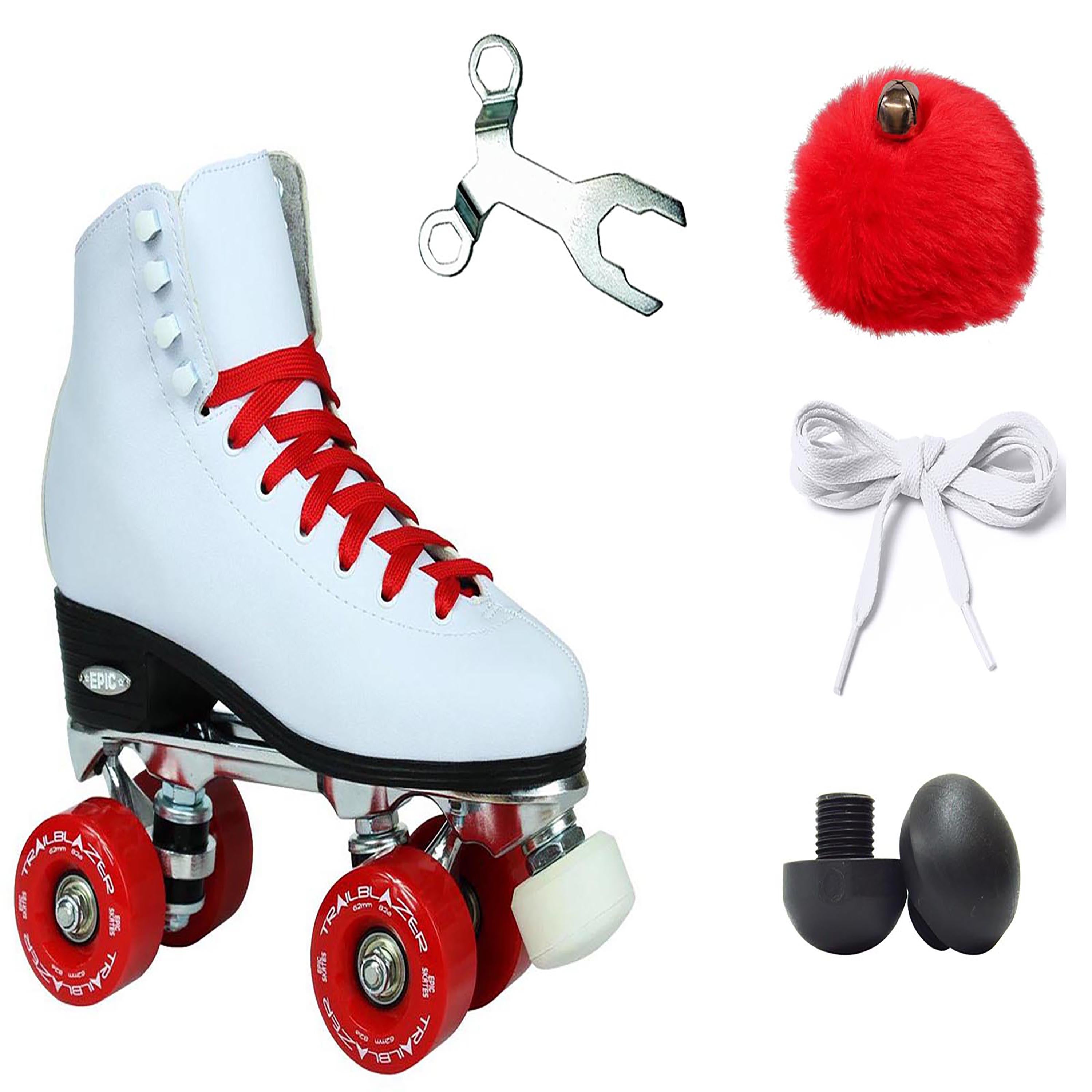 Epic Classic White & Red Quad Roller Skates – Epic Skates
