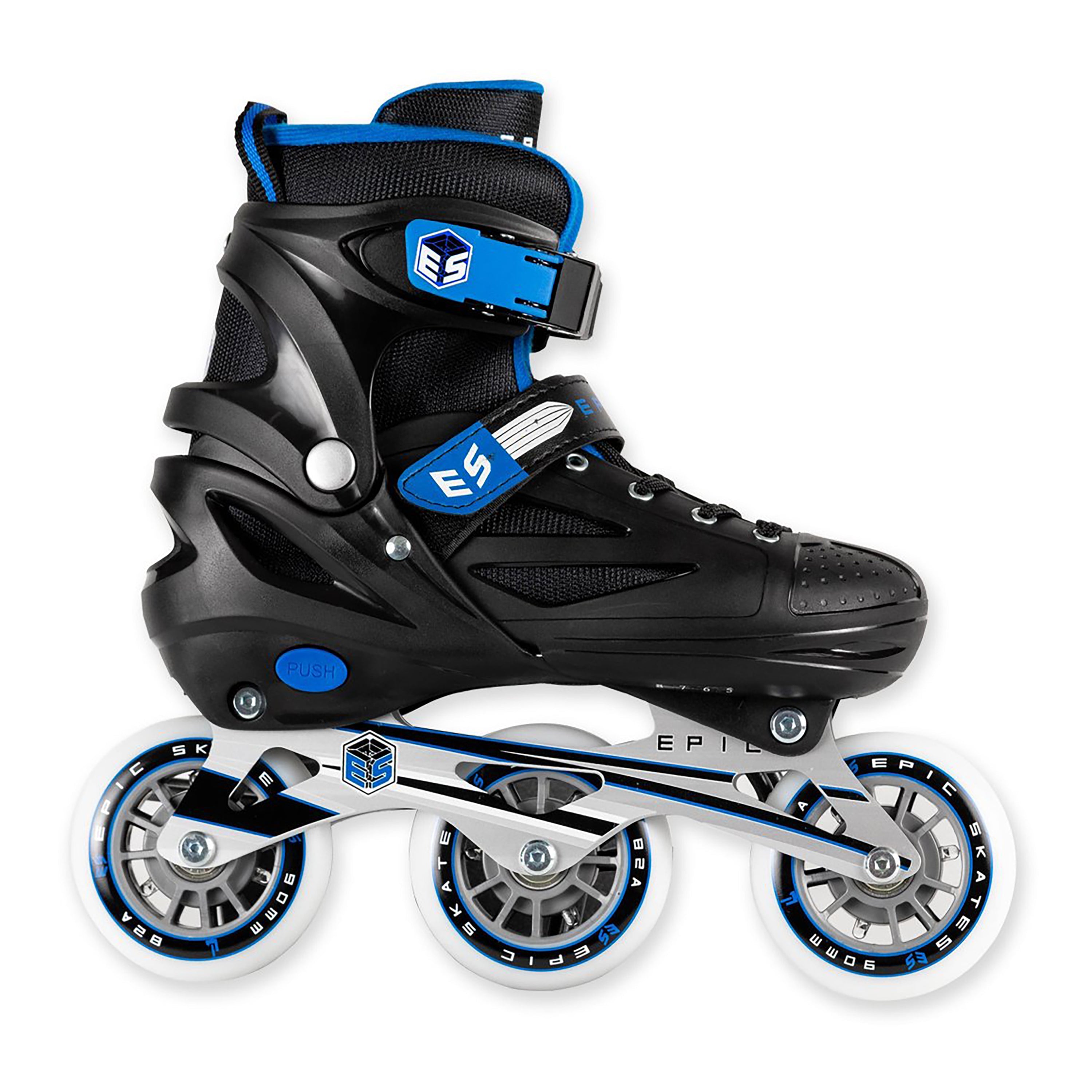 Epic Storm Adjustable 90mm 3-Wheel Bright LED Light Up Inline Speed Sk ...